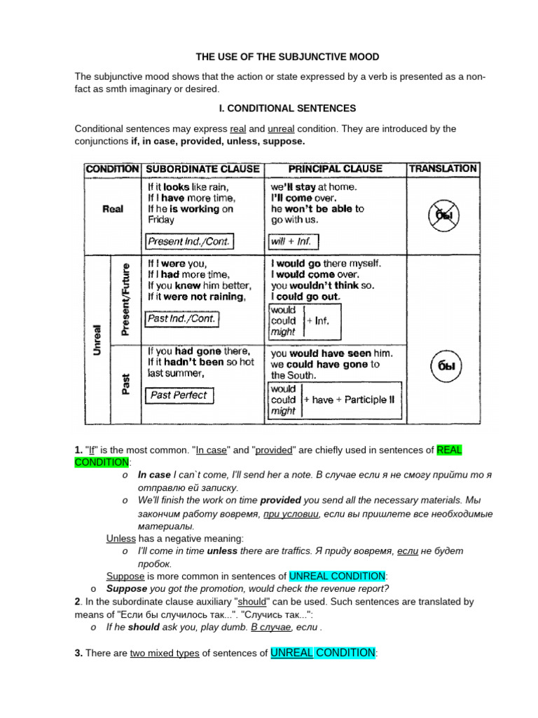 The Use of The Subjunctive Mood | PDF | Verb | Linguistic Typology