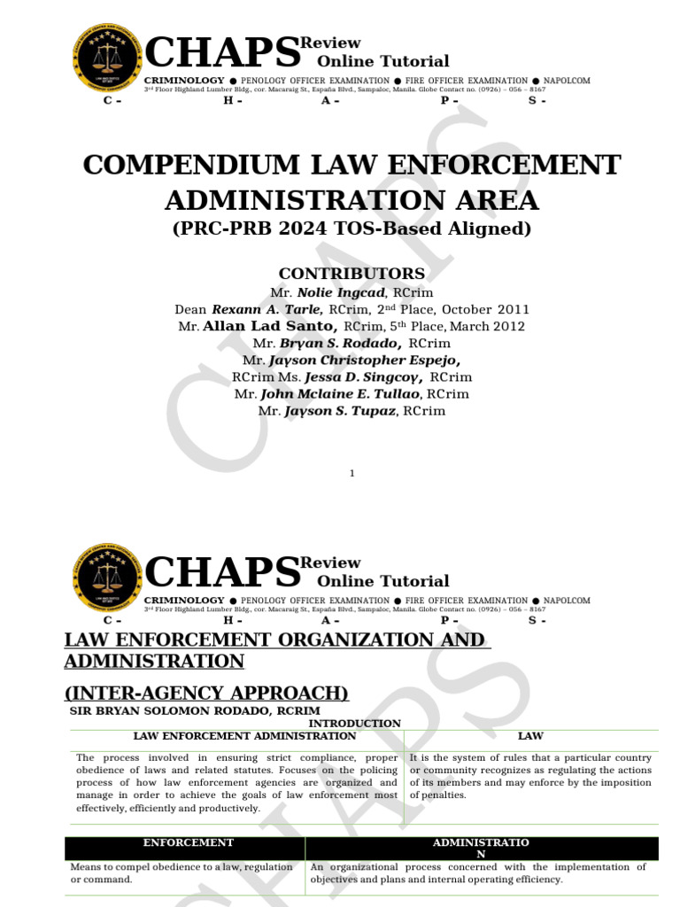 Law Enforcement Administration Area 2024 2025 Update | PDF | Law ...