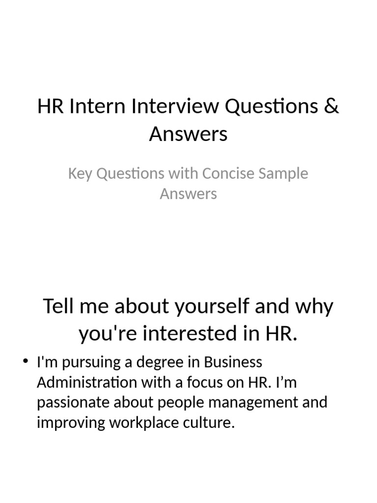 HR Intern Interview Questions | PDF | Industrial Organization | Workplace