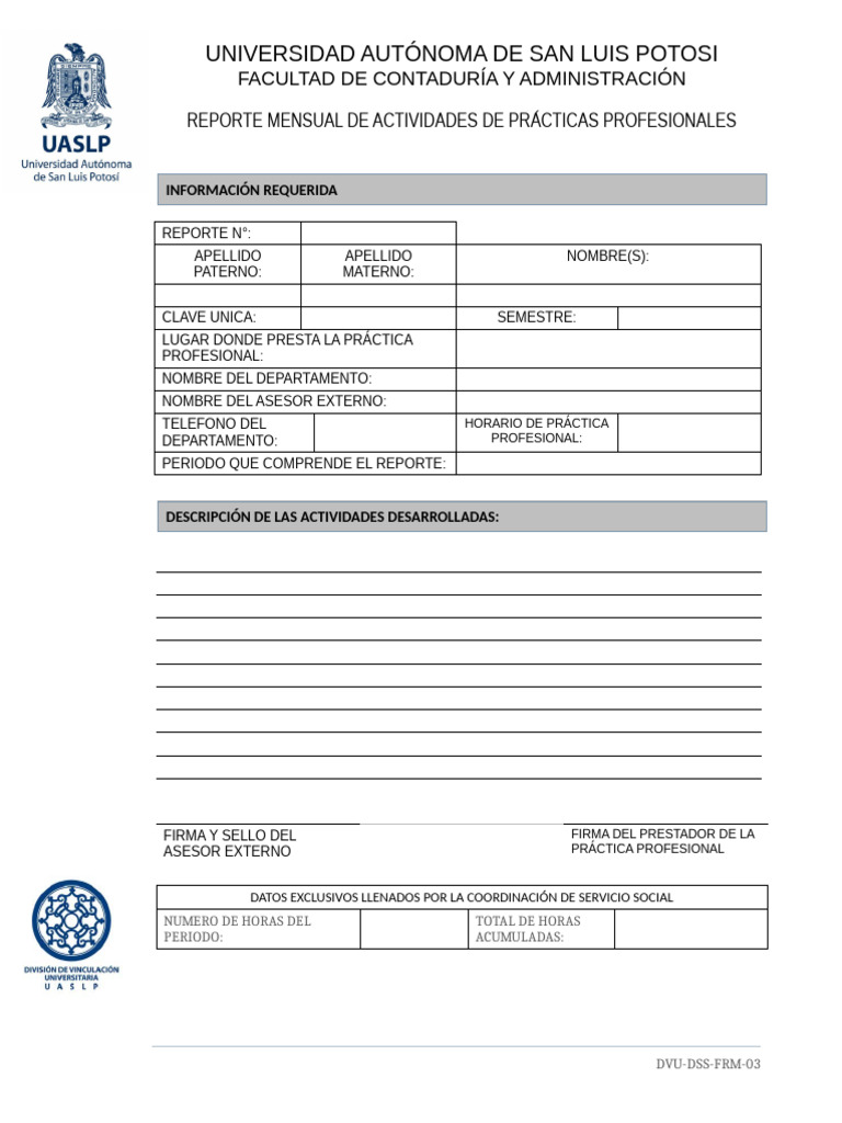 Formato Reporte Mensual P.P. | PDF