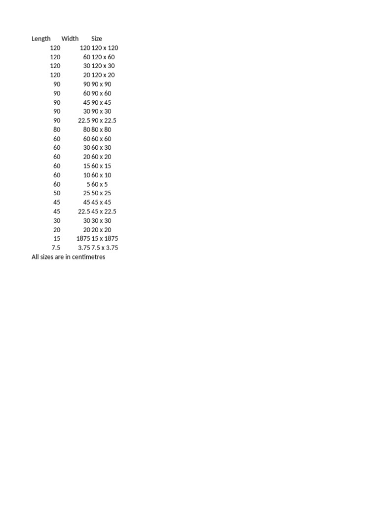 M 23 Sizes | PDF