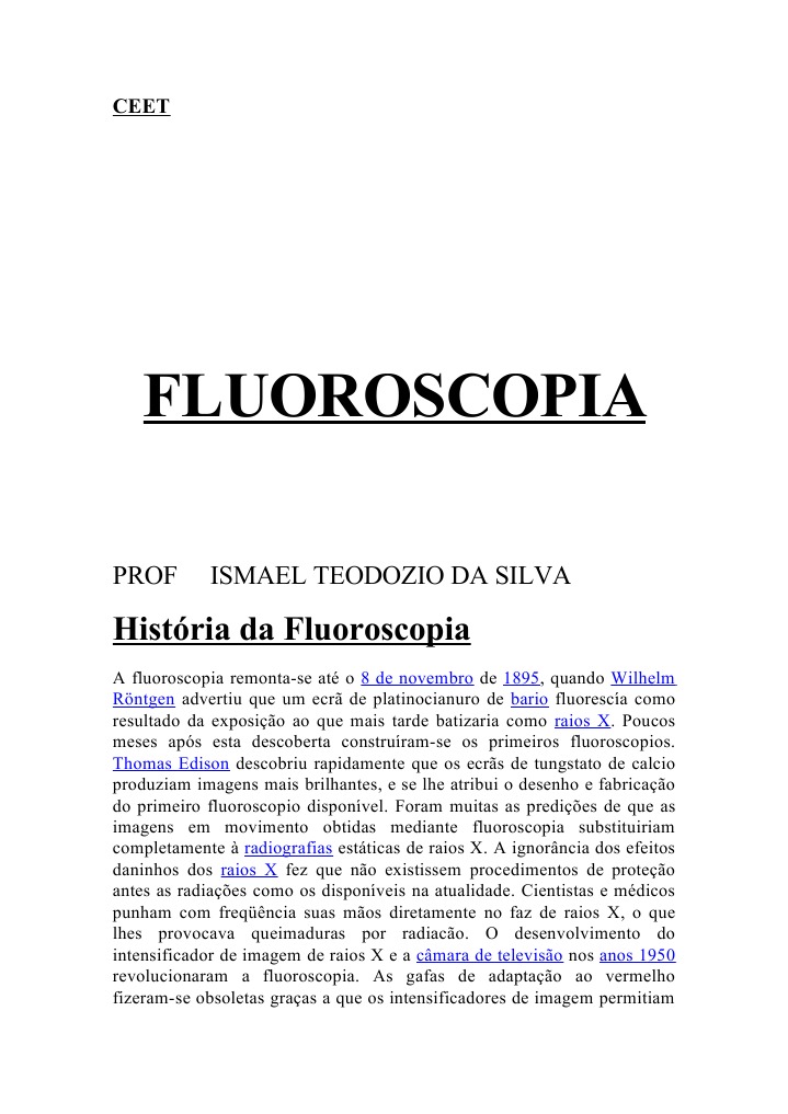 História e Aplicações da Fluoroscopia | PDF | Raio X | Relâmpago