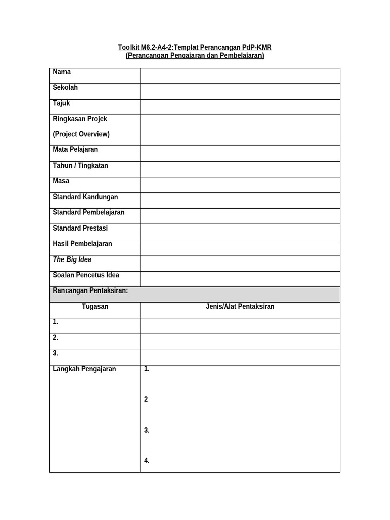 Templat Kosong PdP_KMR-PBL | PDF
