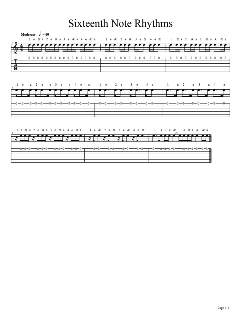 Sixteenth Note Rhythms | PDF