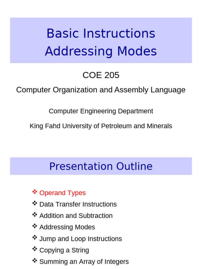 Basic Instructions and Addressing Modes | PDF | Array Data Structure ...