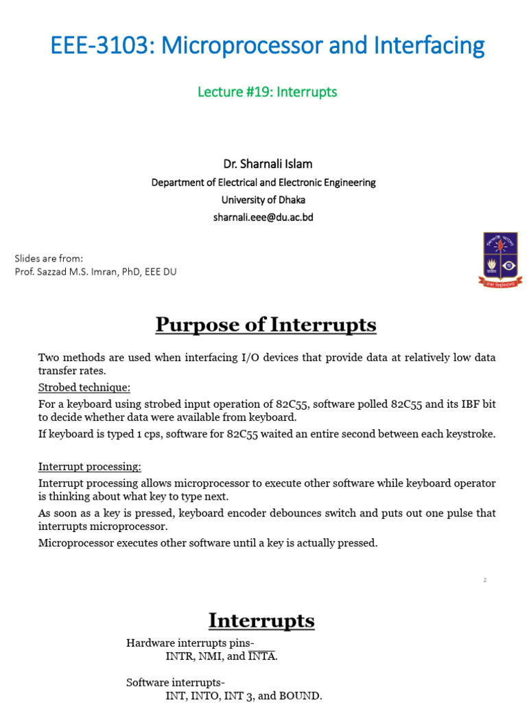 Lecture 19 Interrupts Pdf Computing Operating System Technology