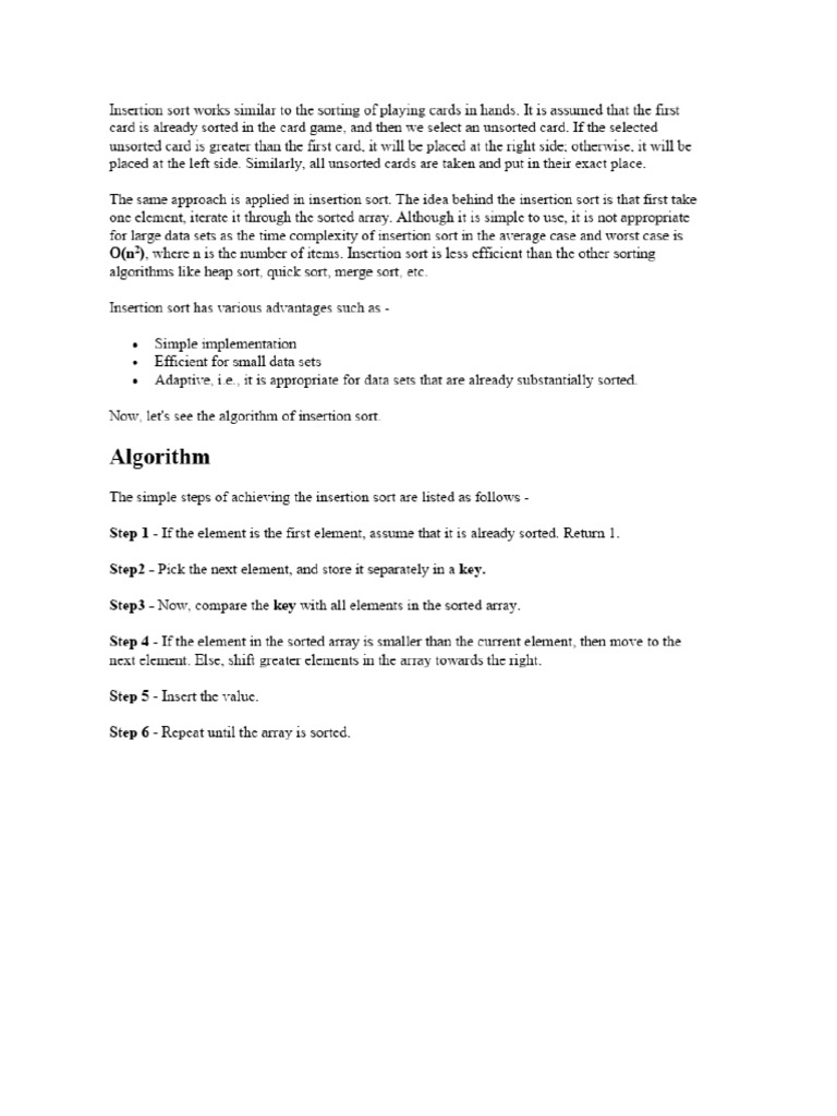 Insertion Sort C Pdf