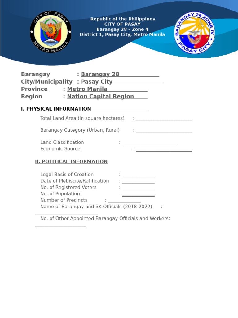 Barangay Profile Final | PDF