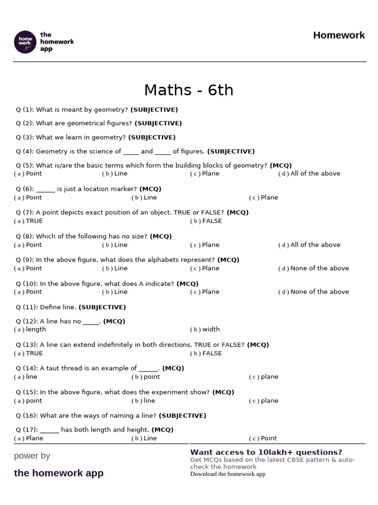 Questions - Homework - 6th - Maths - 2025-05-05T09 - 15 | PDF ...