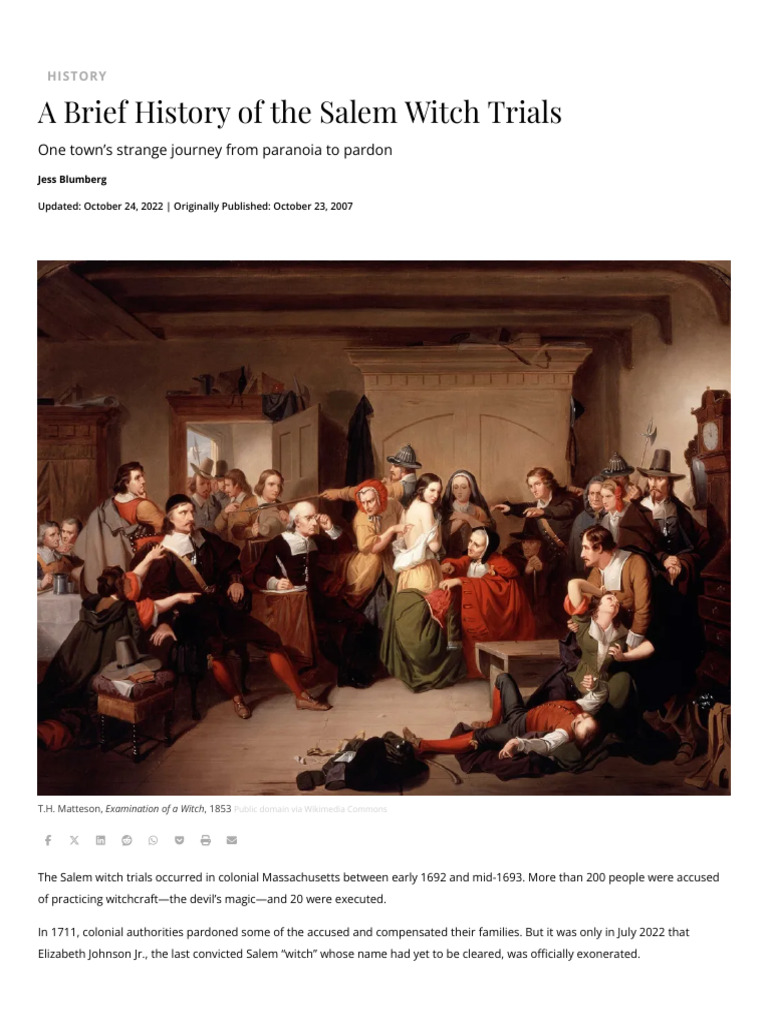 A Brief History of The Salem Witch Trials | PDF | Witchcraft | Witch Trials
