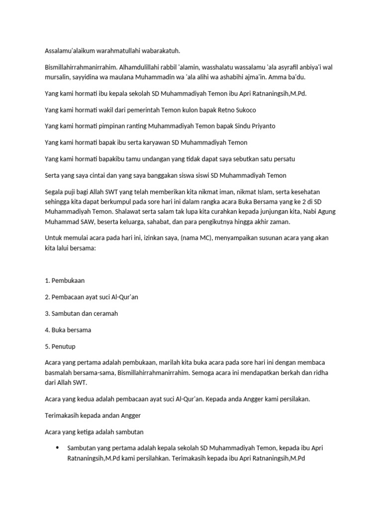 teks mc bukber | PDF