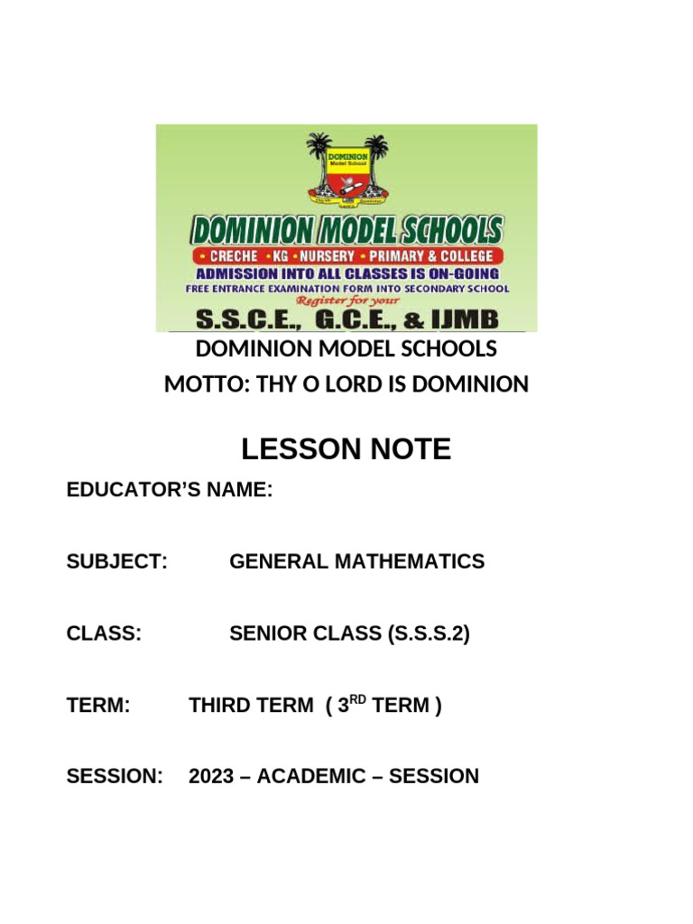 Mathematics SS2 3RD Term | PDF | Mode (Statistics) | Probability