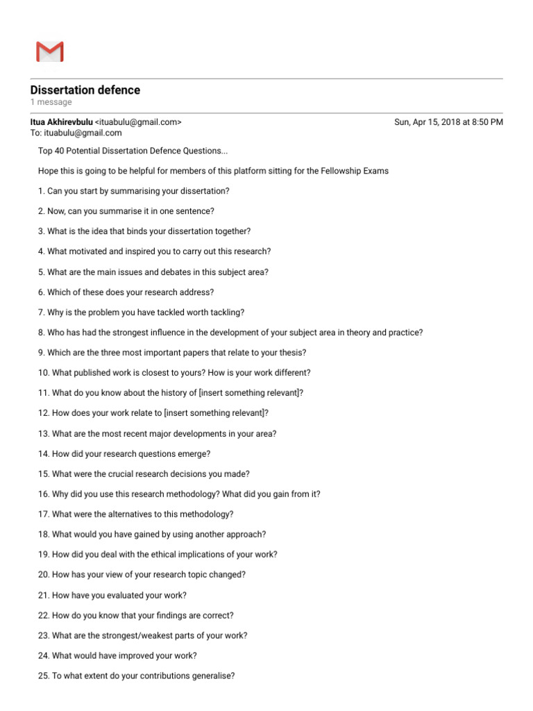 Gmail - Dissertation Defence | PDF | Thesis | Liberal Arts Education