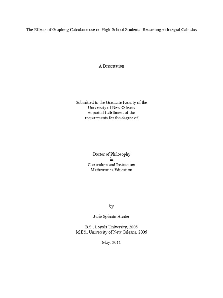 (Technology&Calculator) The Effects of Graphing Calculator Use On High ...