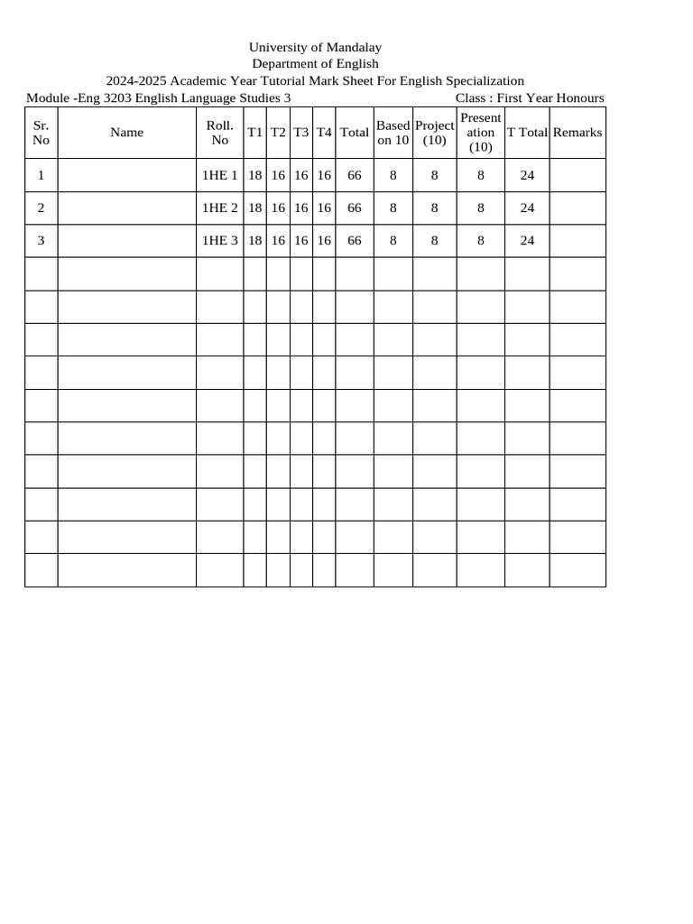 Tutorial Mark (Major) | PDF