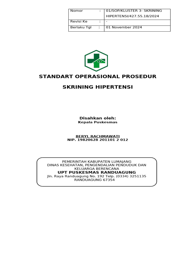 Sop Skrening Hipertensi | PDF