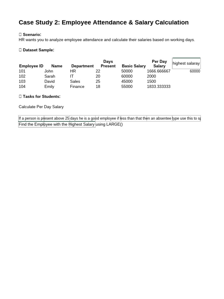 Case Study Excel Interview Prep | PDF
