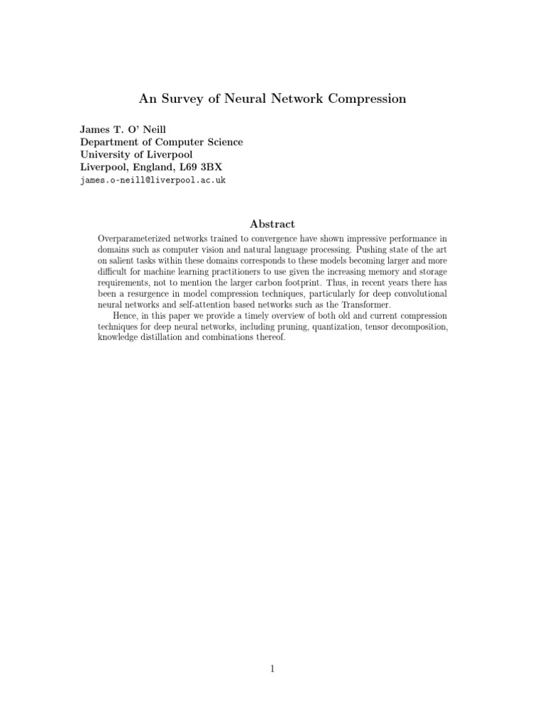 An Survey of Neural Network Compression | PDF | Deep Learning | Normal Distribution