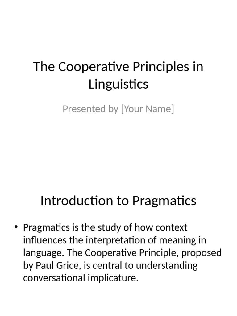 Cooperative Principles Linguistics Presentation With Examples | PDF ...