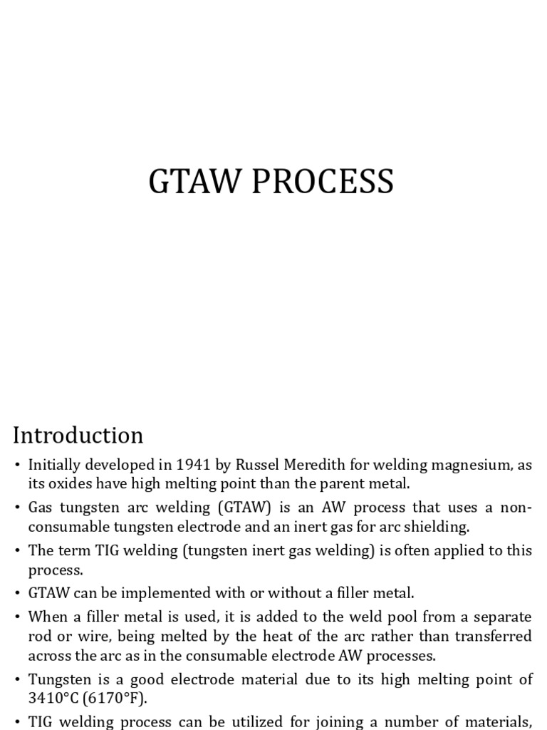 Overview of Gas Tungsten Arc Welding | PDF | Construction | Welding
