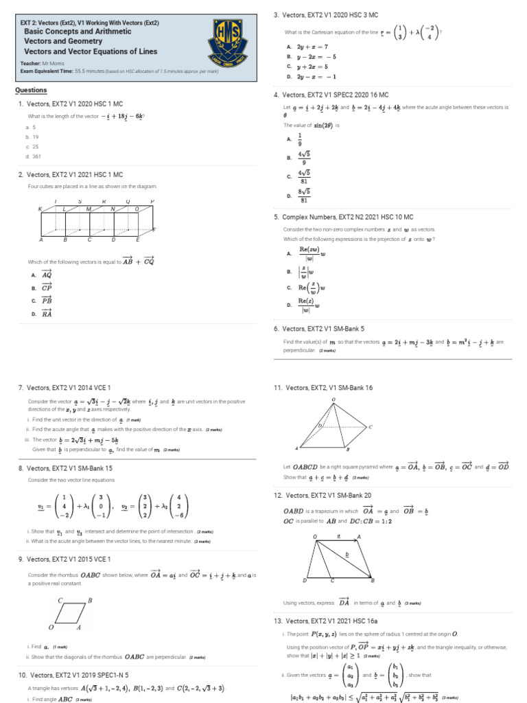 Maths Exn 2 Trial Review CH 3 | PDF | Euclidean Vector | Triangle