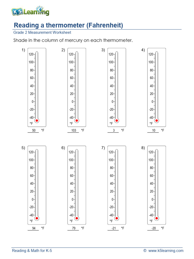 Grade 2 Reading A Thermometer F | PDF | Thermometer | Meteorology