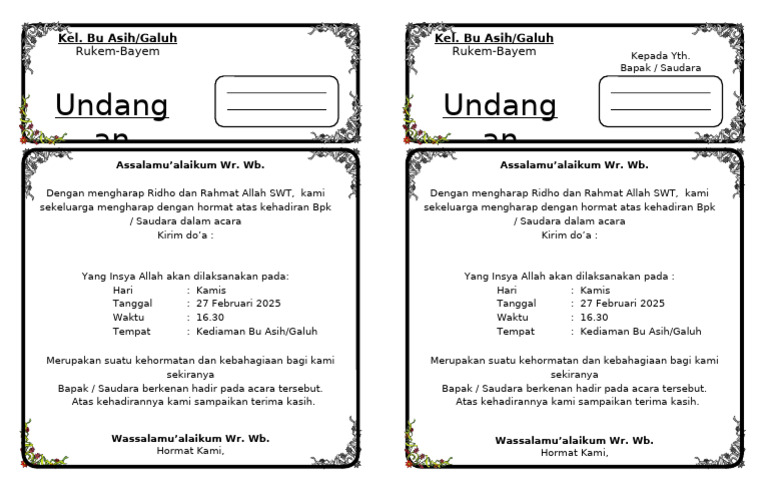 Undangan Kirim Doa 27 Februari 2025 | PDF