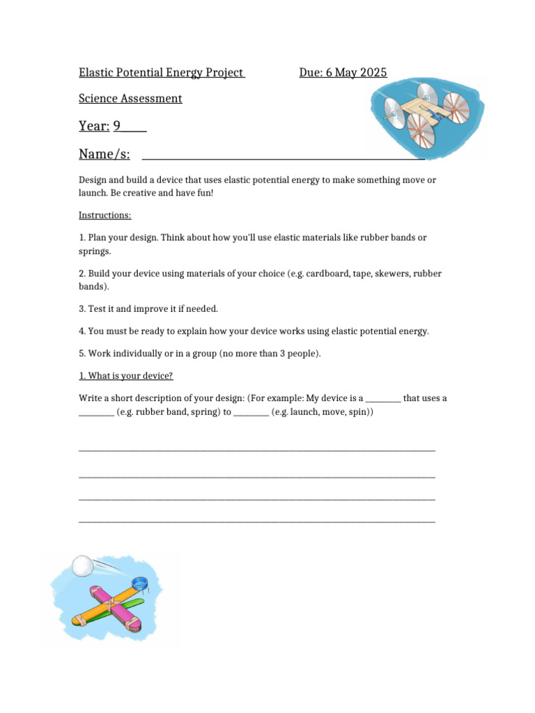 Elastic Potential Energy Device Project | PDF