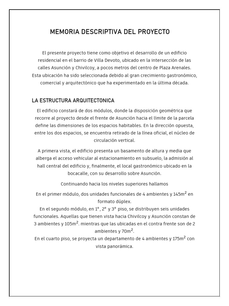 Memoria Descriptiva Del Proyecto | PDF | edificio | Diseño arquitectonico