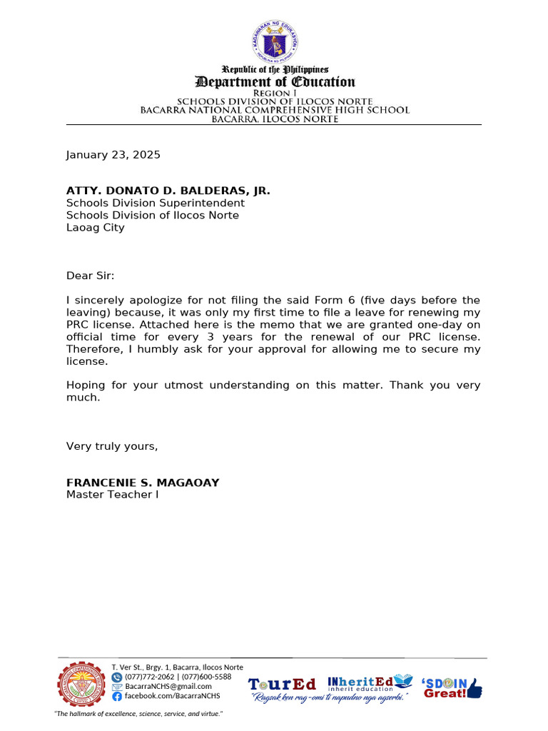 Explanation Letter - PRC | PDF