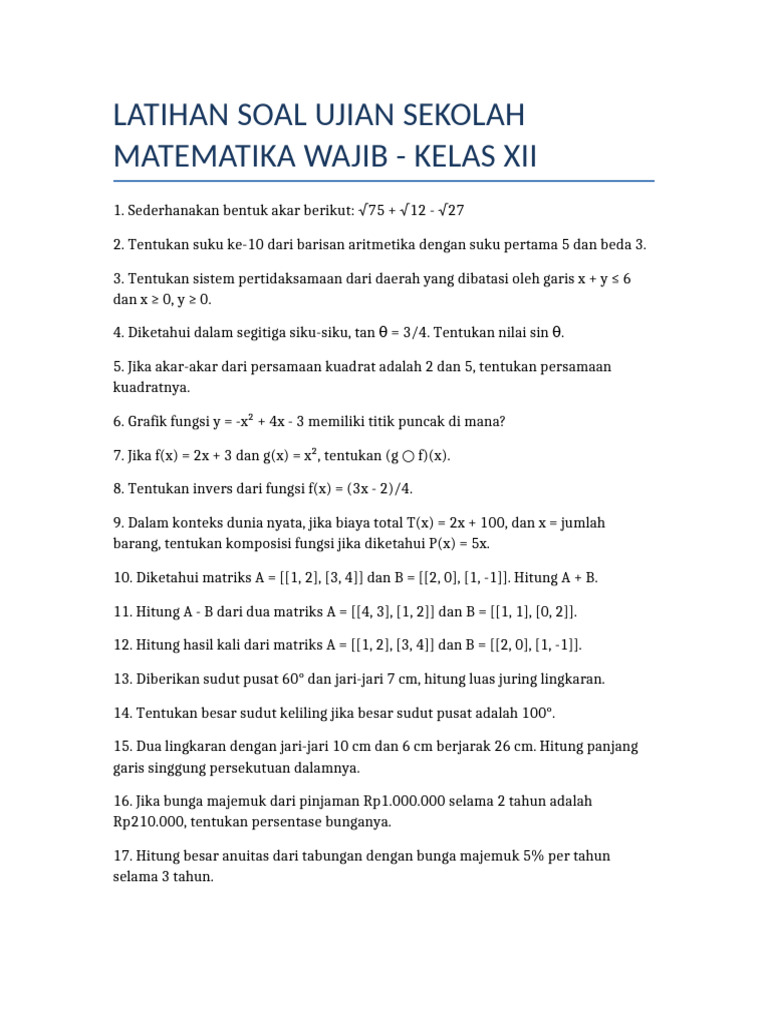 Latihan_Soal_US_Matematika_Wajib_KisiKisi2025 (2) | PDF