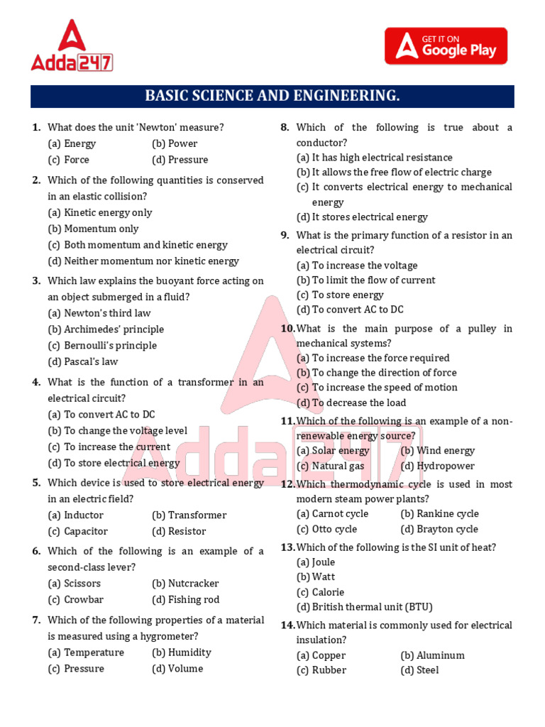 Basic Science and Engineering 1 | PDF | Momentum | Force