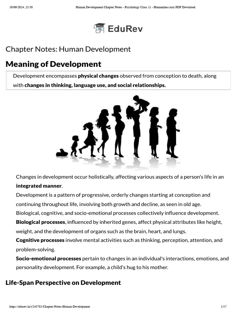 Class 11 Human Development Notes | PDF | Adolescence | Developmental ...