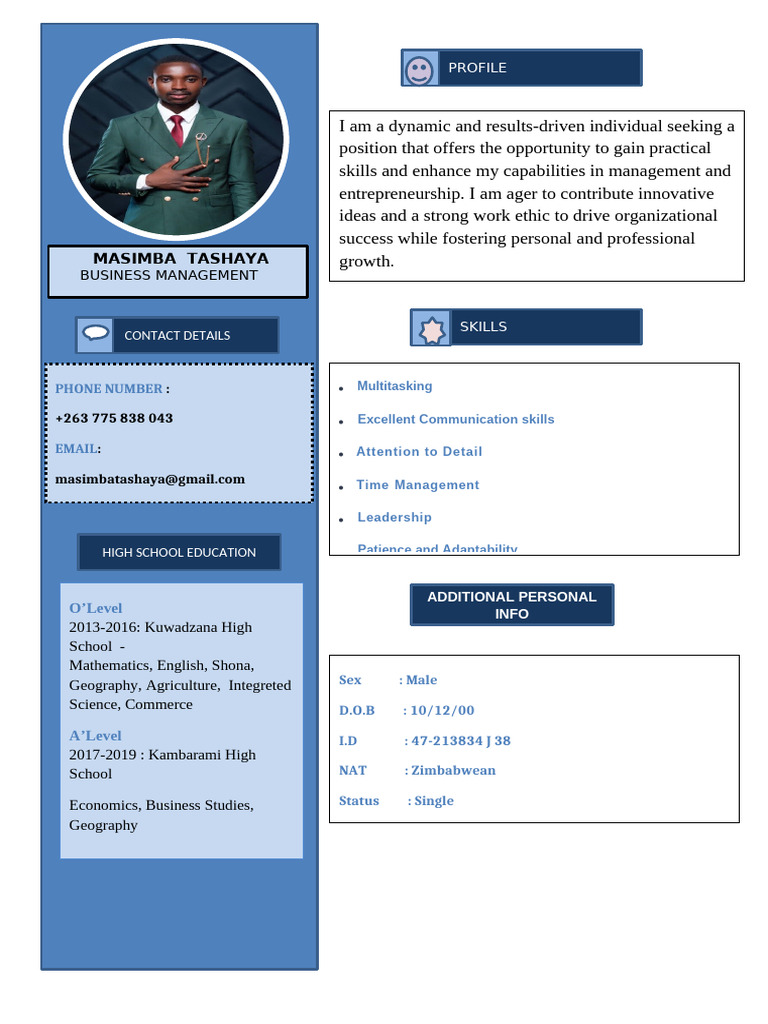Customised CV Sample Masimba | PDF