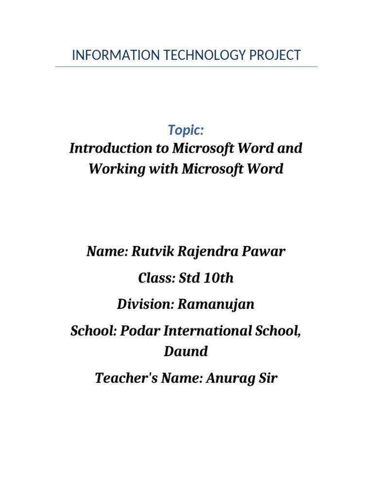 Information Technology Project | PDF | Microsoft Word | Page Layout