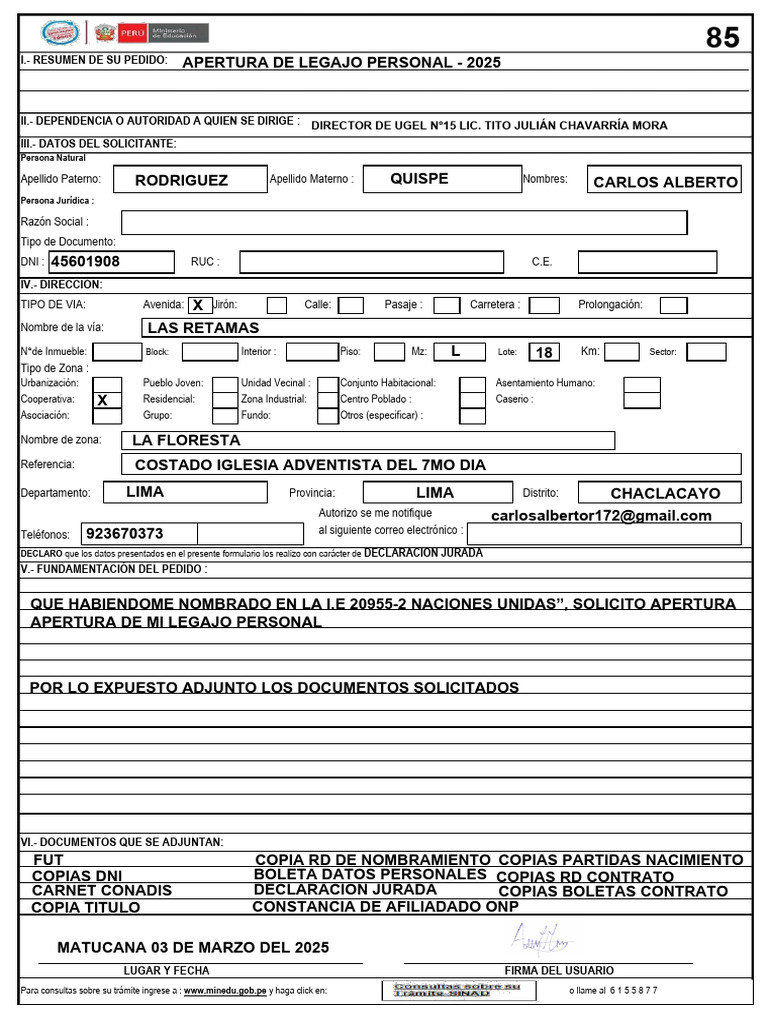 Documentos Legajo Personal Ugel 15 | PDF | Pensión | Lima