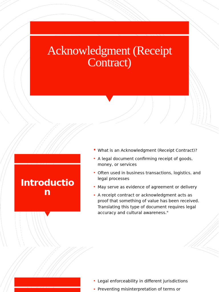Acknowledgment (Receipt Contract) | PDF | Receipt | Translations