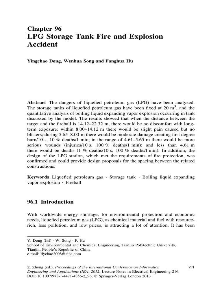 LPG Storage Tank Fire and Explosion Accident | PDF | Liquefied ...