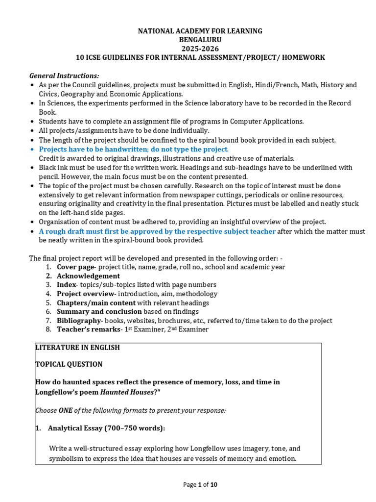 10 Icse Project Guidelines - 2025-26 1995722583 1745479355 | PDF ...