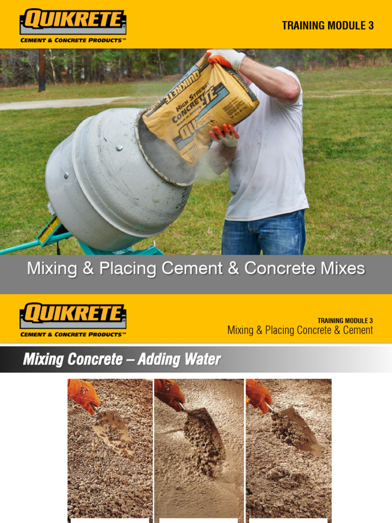 3 Mixing Placing Concrete Cement Mixes Training | PDF | Concrete | Cement