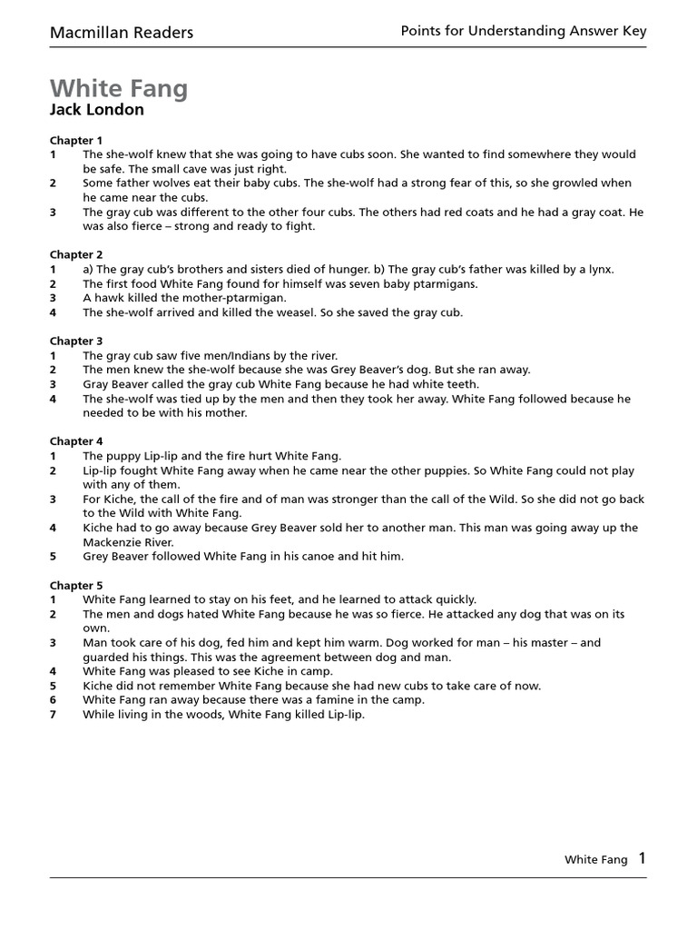 A2 Macmillan Readers Ebook Points For Understanding | PDF | White Fang
