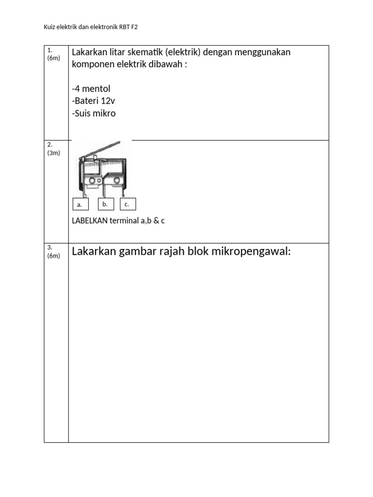 Kuiz RBT F2 Elekrik Elektronik | PDF