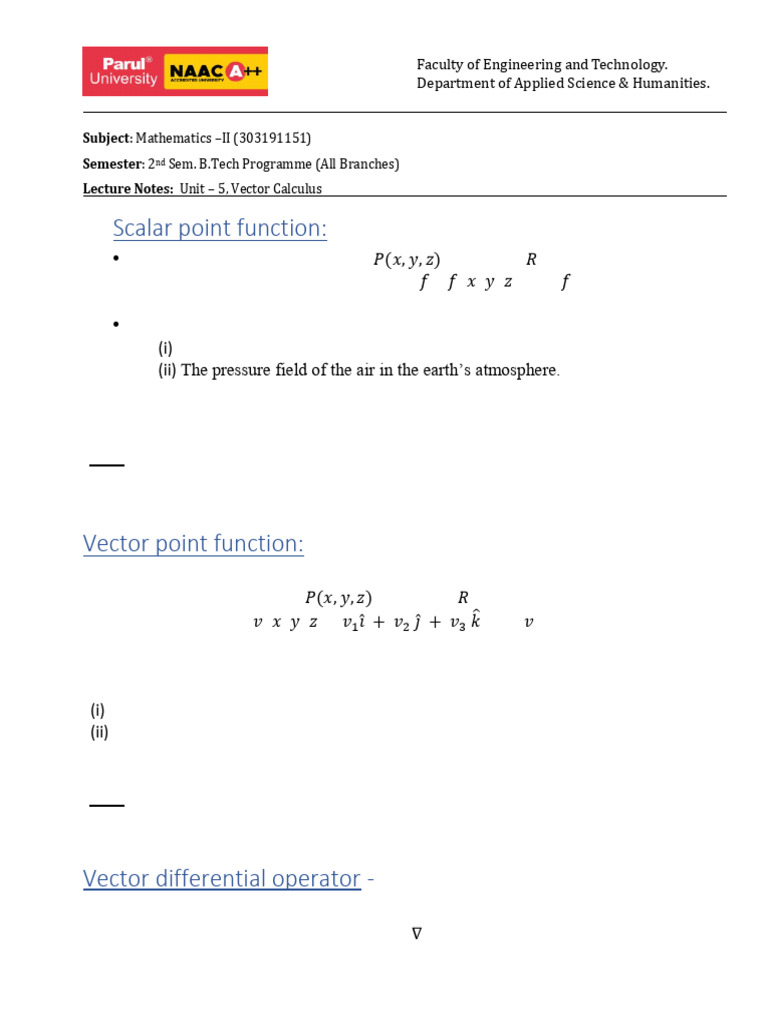 Unit-5 Vector Calculus - 2024-25 | PDF | Divergence | Euclidean Vector