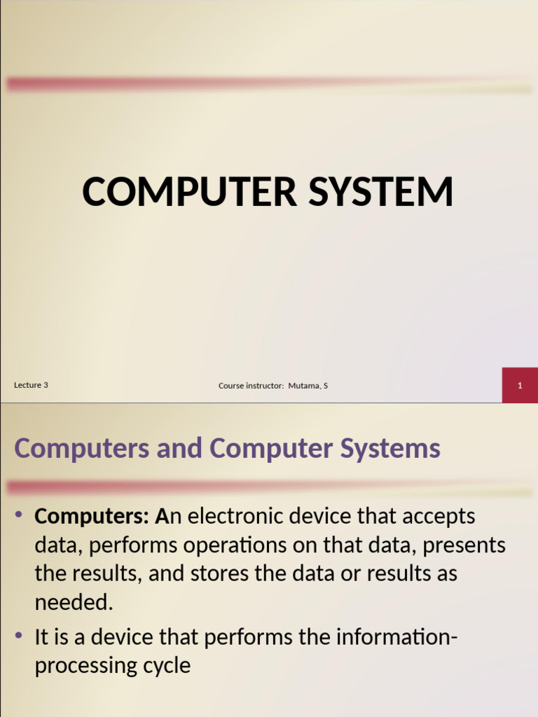 Lecture 2 Computer System | PDF | Central Processing Unit | Random Access Memory