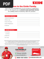Exide Battery Warranty Registration Guide | PDF | Motor Vehicle | Vehicles