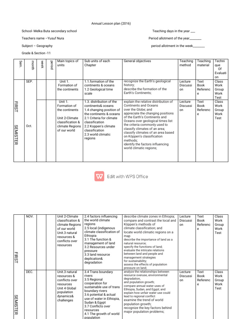 2017 G11. Geo Annual Plan | PDF | Plate Tectonics | Geographic ...