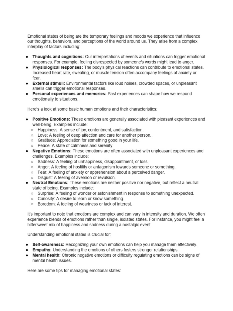 Emotional States of Being | PDF | Emotions | Feeling