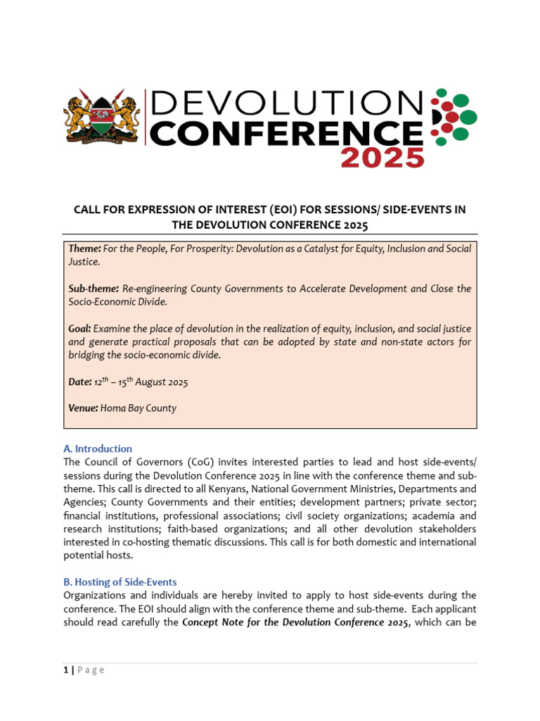 Concept Note For The Side-Event EOI - 2025 | PDF | Government