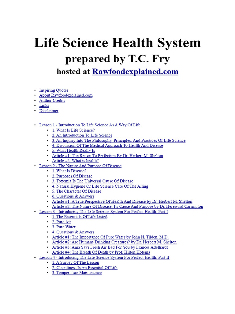 Life Science Health System (1. Index) - T.C. Fry | PDF | Hypoglycemia ...