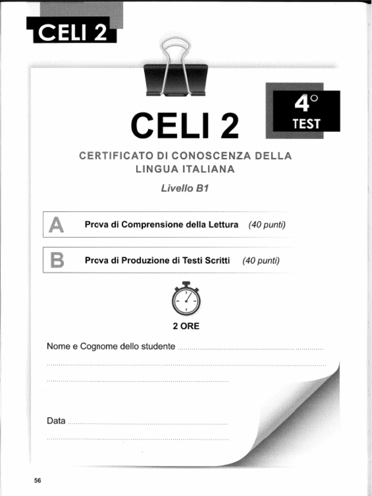 Celi Test 4 Livello B1 | PDF